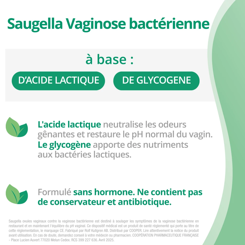 Saugella : Triple effet Vaginose Bactérienne - Ovules
